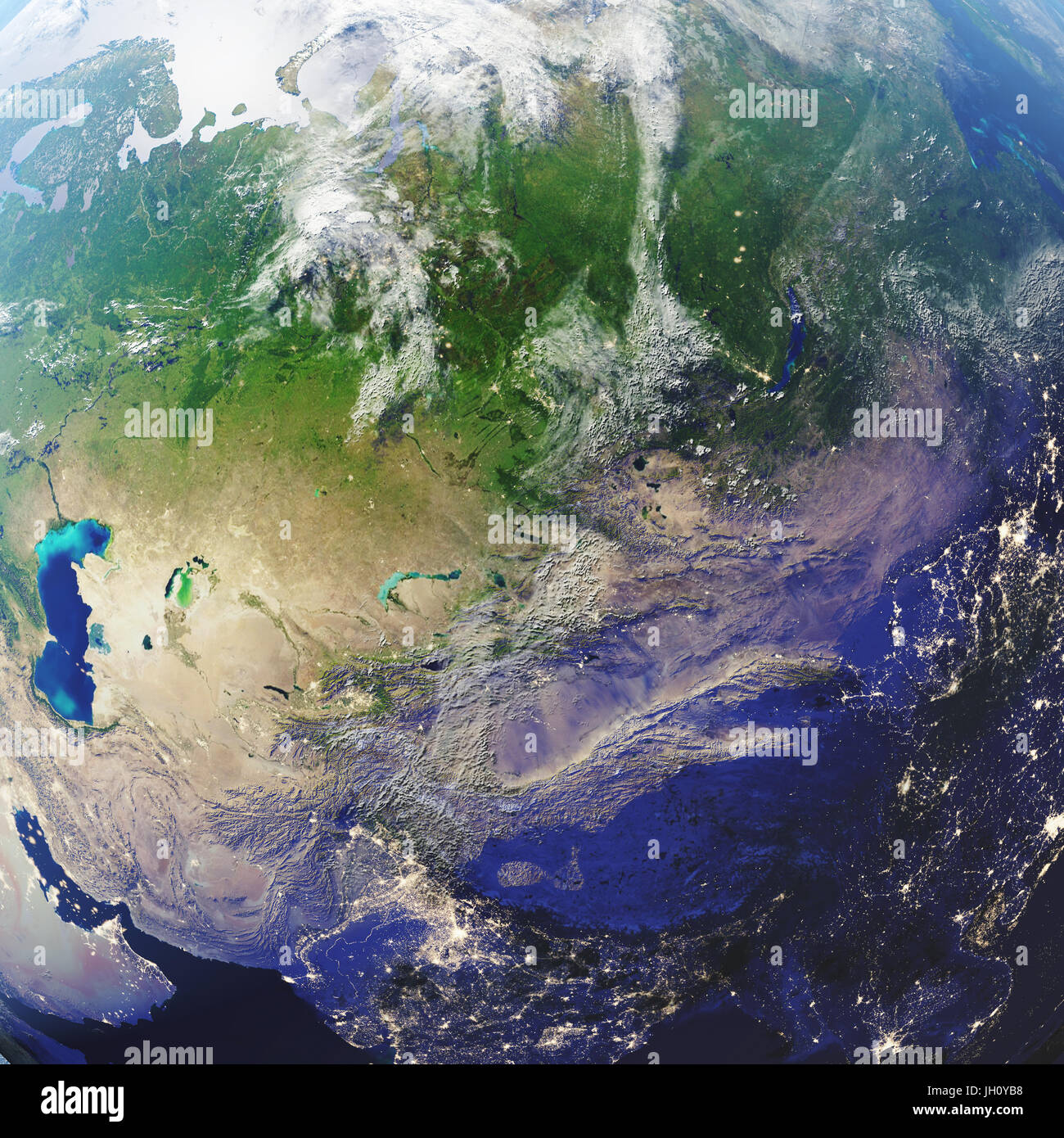 3D rendering Earth close-up view, top view. Near Space. Planet earth ...