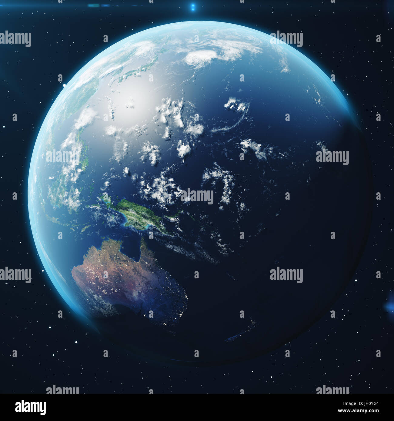 3D Rendering Planet earth from the space at night. The World Globe from ...