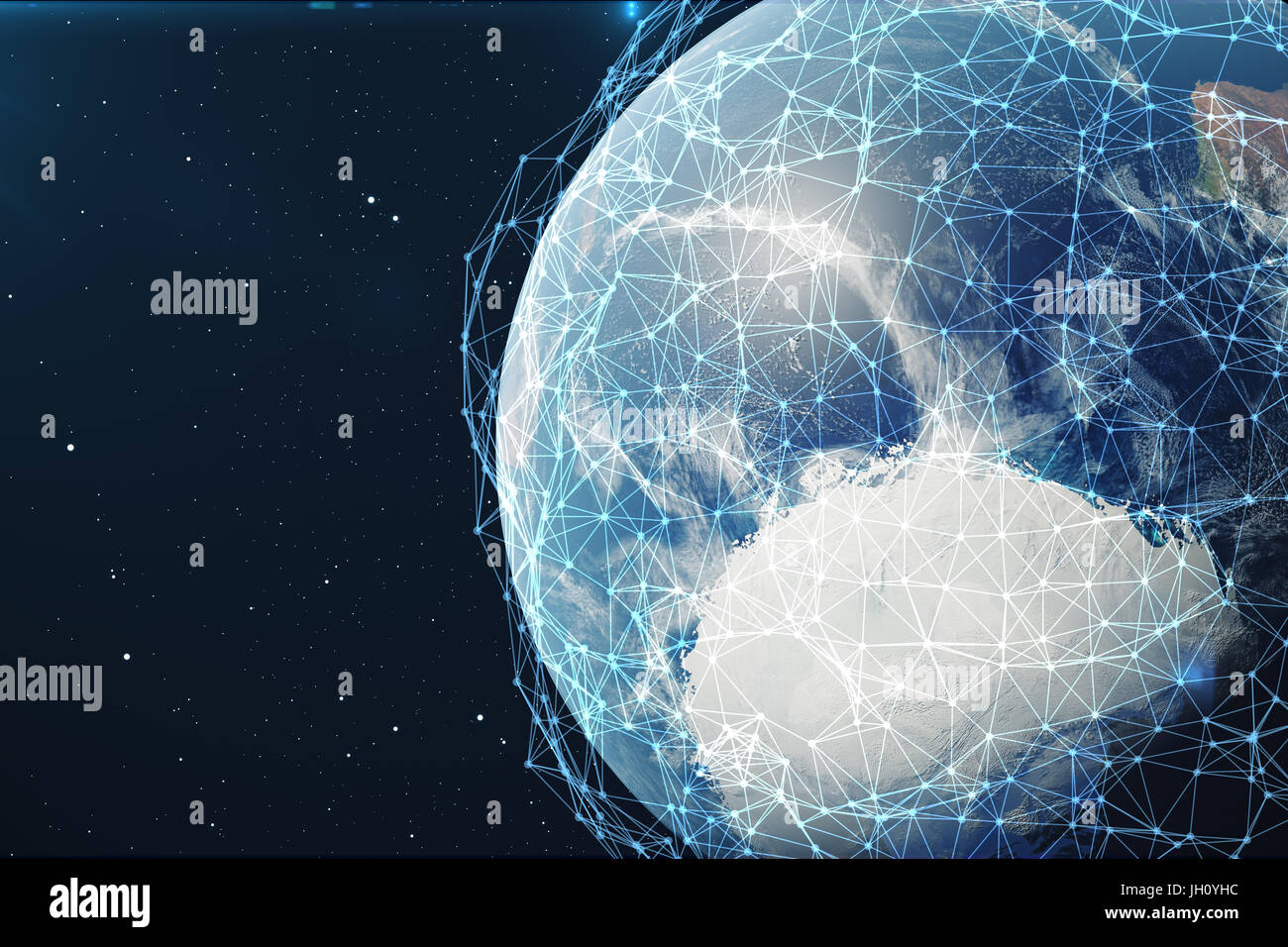 3D rendering Network and data exchange over planet earth in space ...