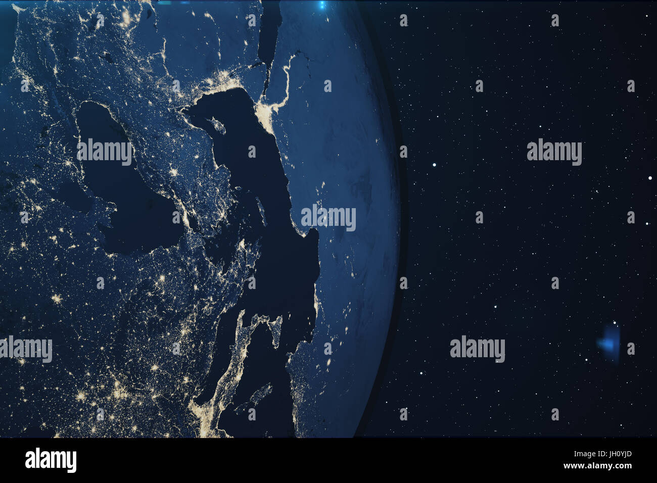 3D Rendering Planet earth from the space at night. The World Globe from ...