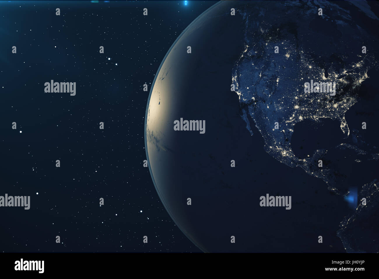 3D Rendering Planet earth from the space at night. The World Globe from ...