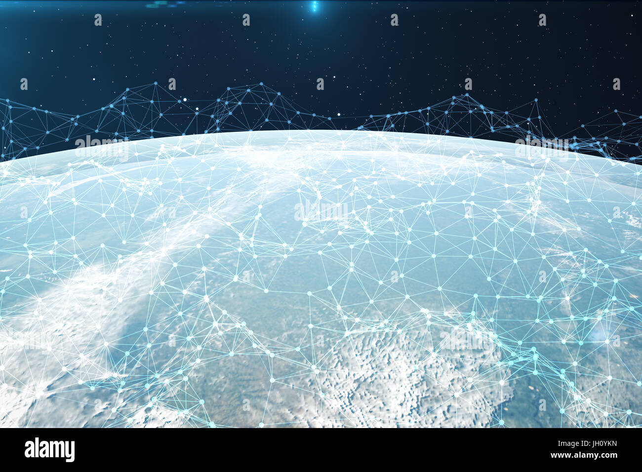 3D rendering Network and data exchange over planet earth in space ...