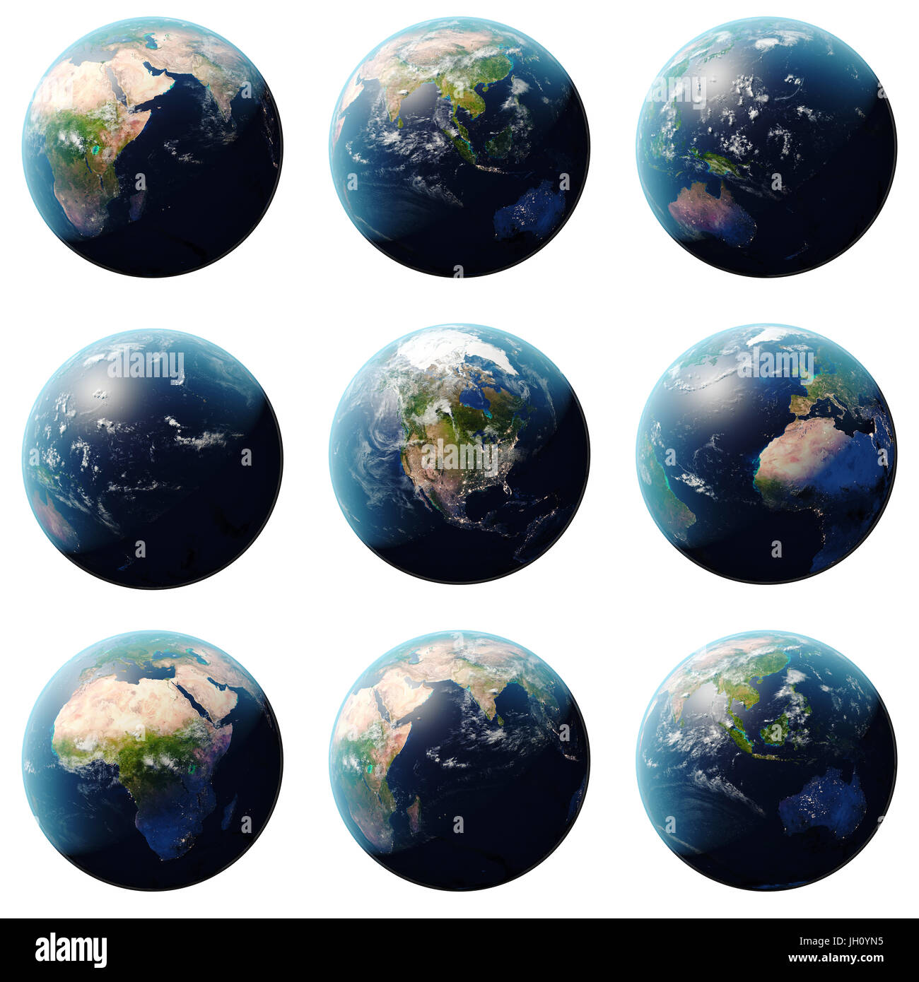3D rendering Planet Earth set, globe from different angles, Set Earth ...