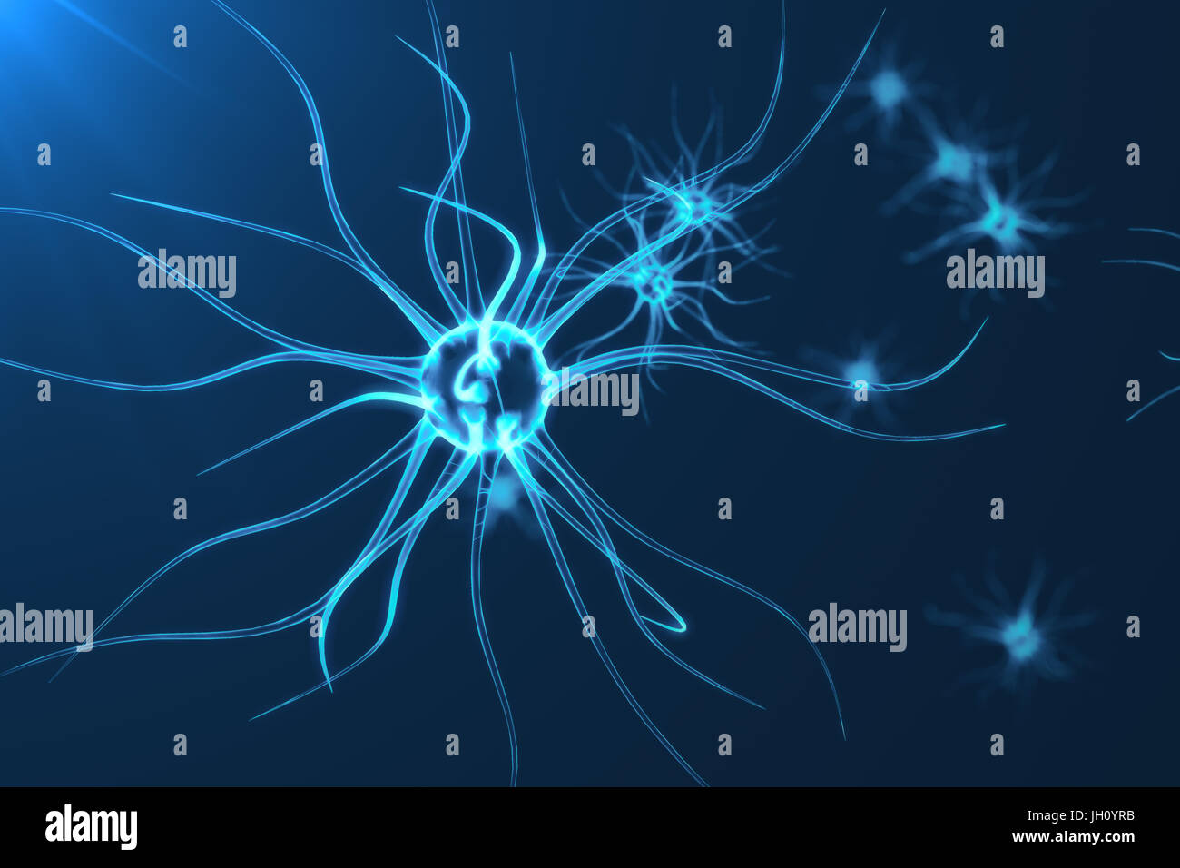 Conceptual illustration of neuron cells with glowing link knots ...