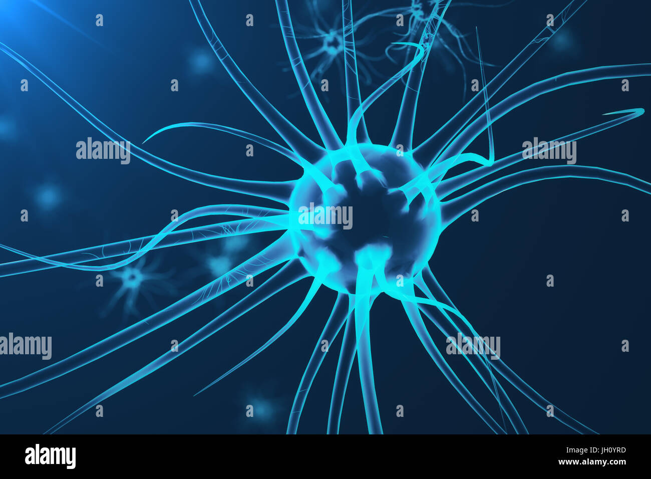 Conceptual illustration of neuron cells with glowing link knots ...