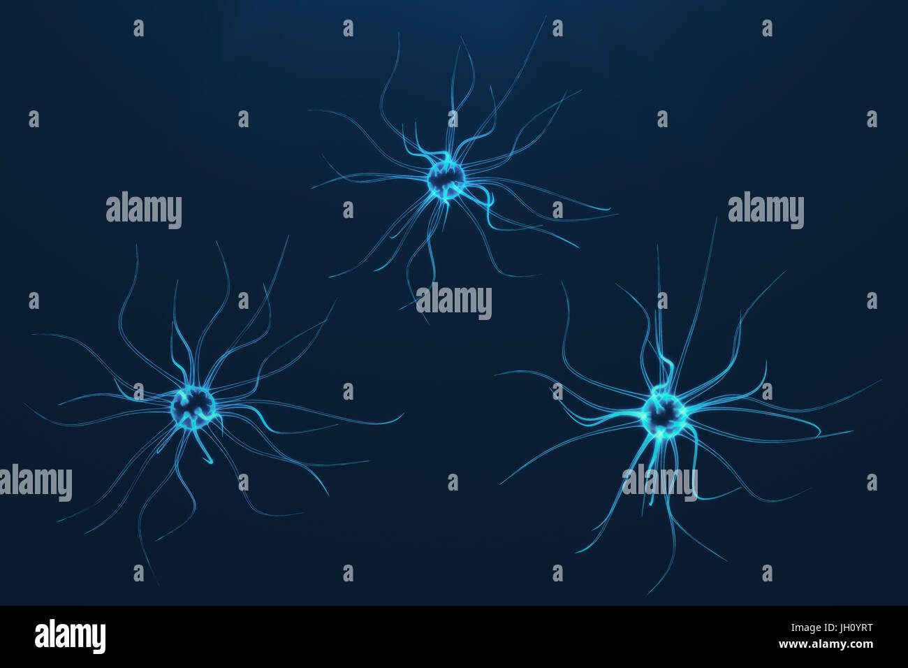 Conceptual illustration of neuron cells with glowing link knots ...
