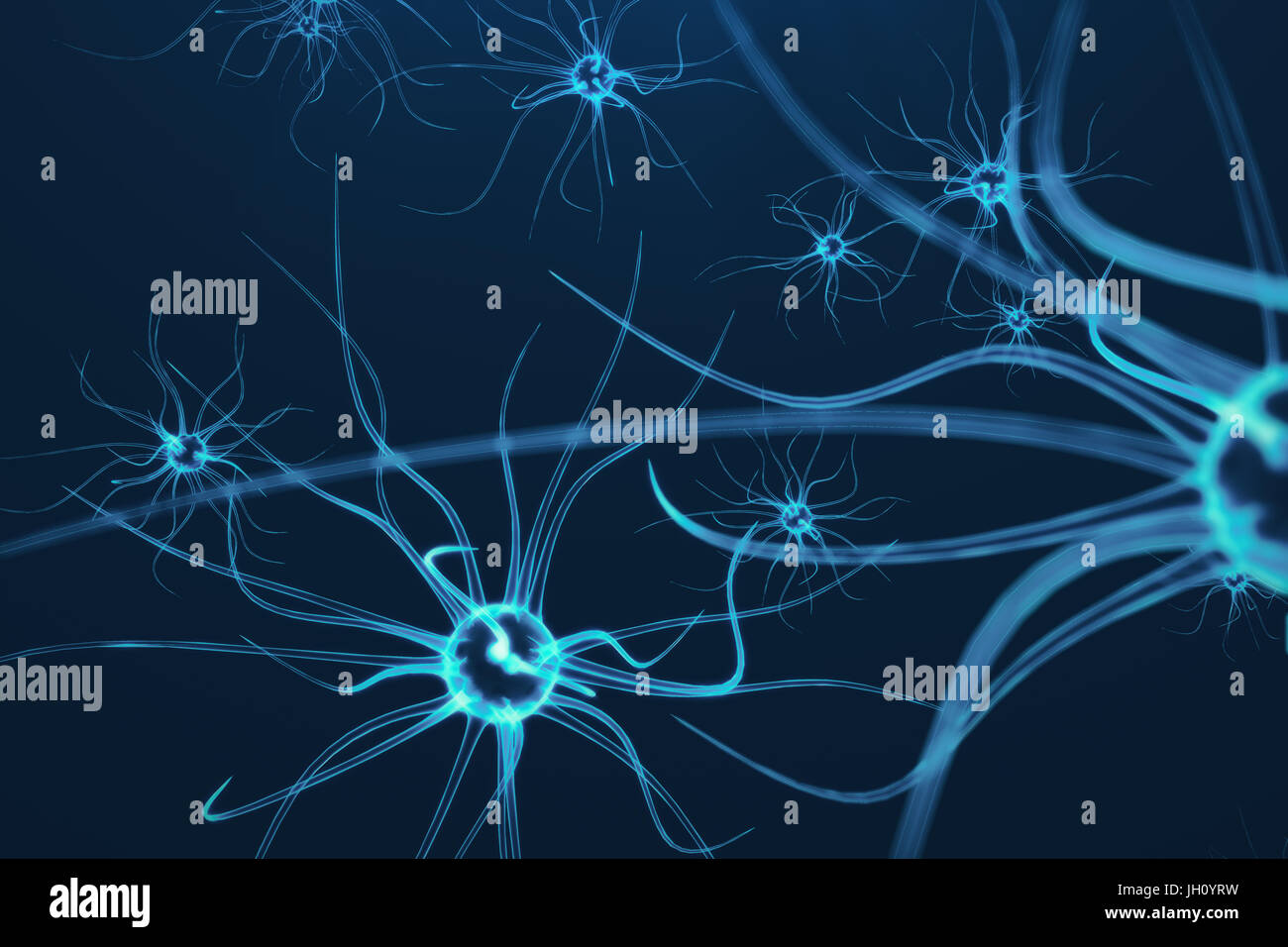 Conceptual illustration of neuron cells with glowing link knots ...