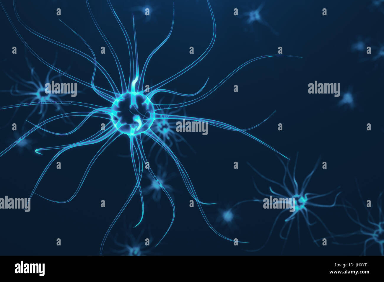 Conceptual illustration of neuron cells with glowing link knots ...