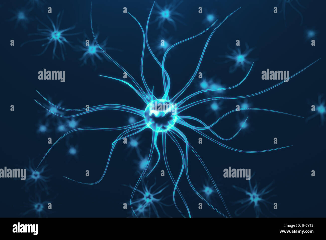 Conceptual illustration of neuron cells with glowing link knots ...