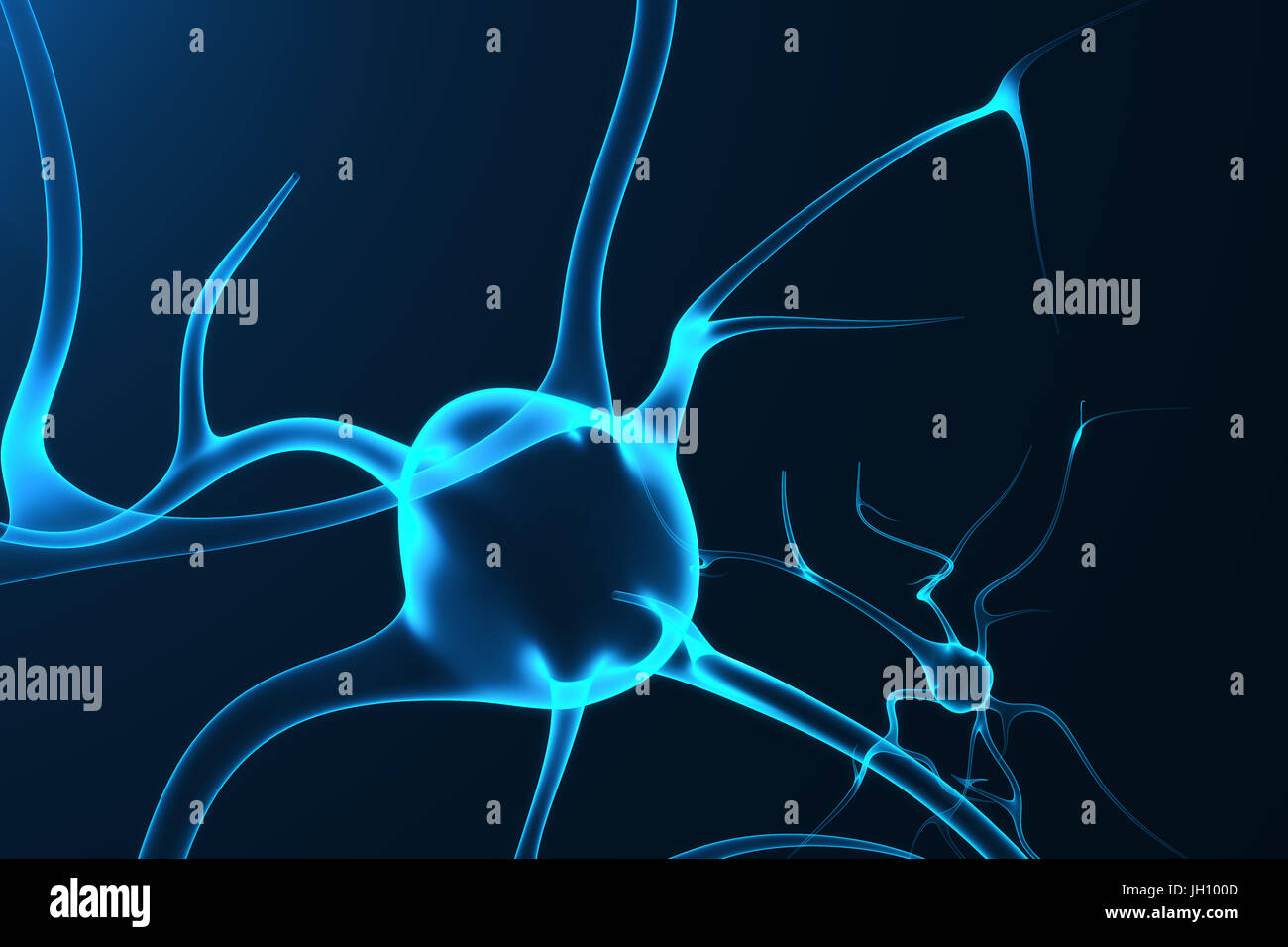 Conceptual illustration of neuron cells with glowing link knots ...