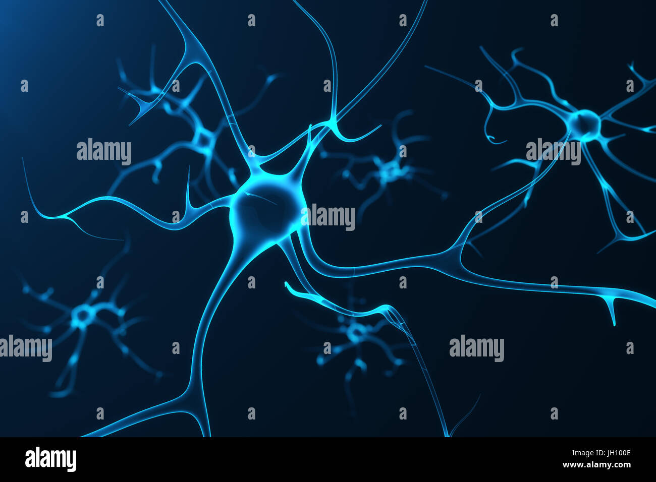 Conceptual illustration of neuron cells with glowing link knots ...