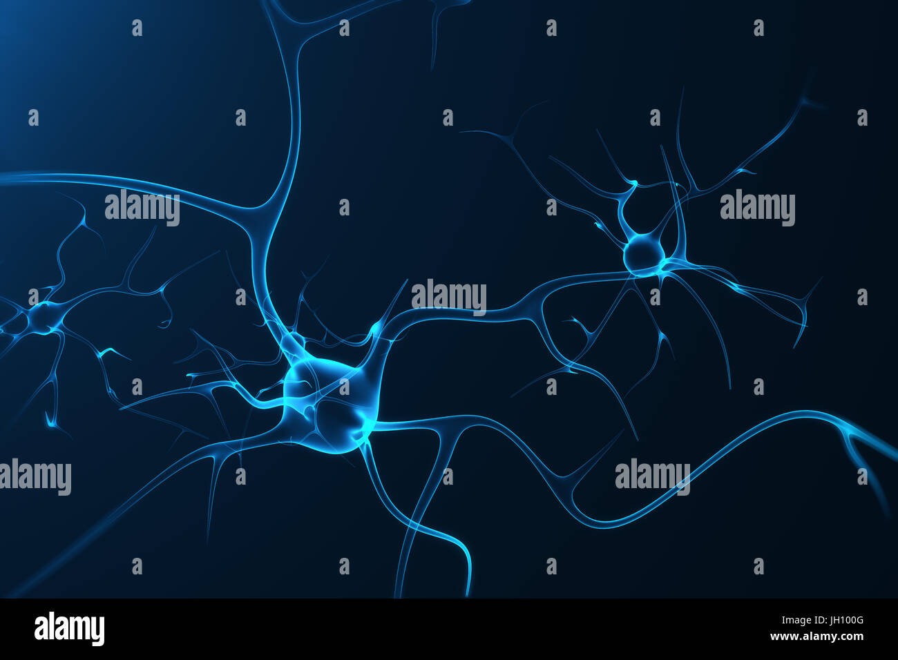 Conceptual illustration of neuron cells with glowing link knots ...