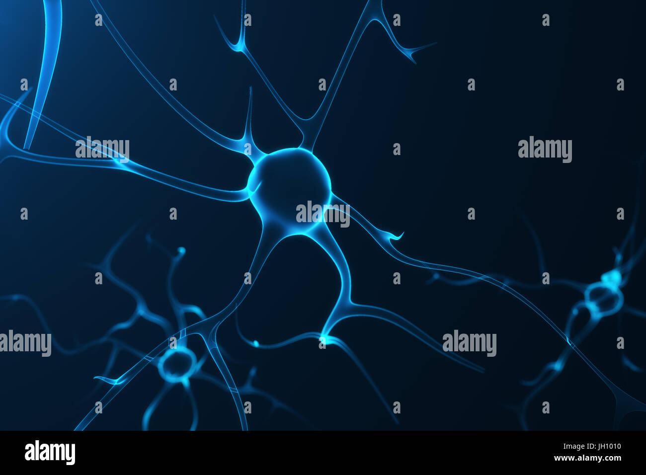 Conceptual illustration of neuron cells with glowing link knots ...