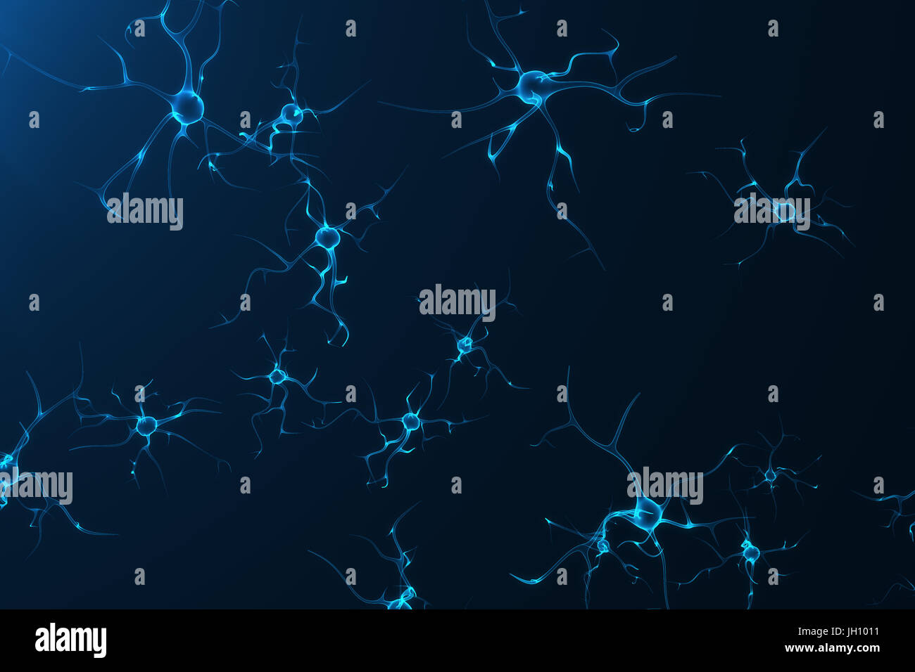 Conceptual illustration of neuron cells with glowing link knots ...