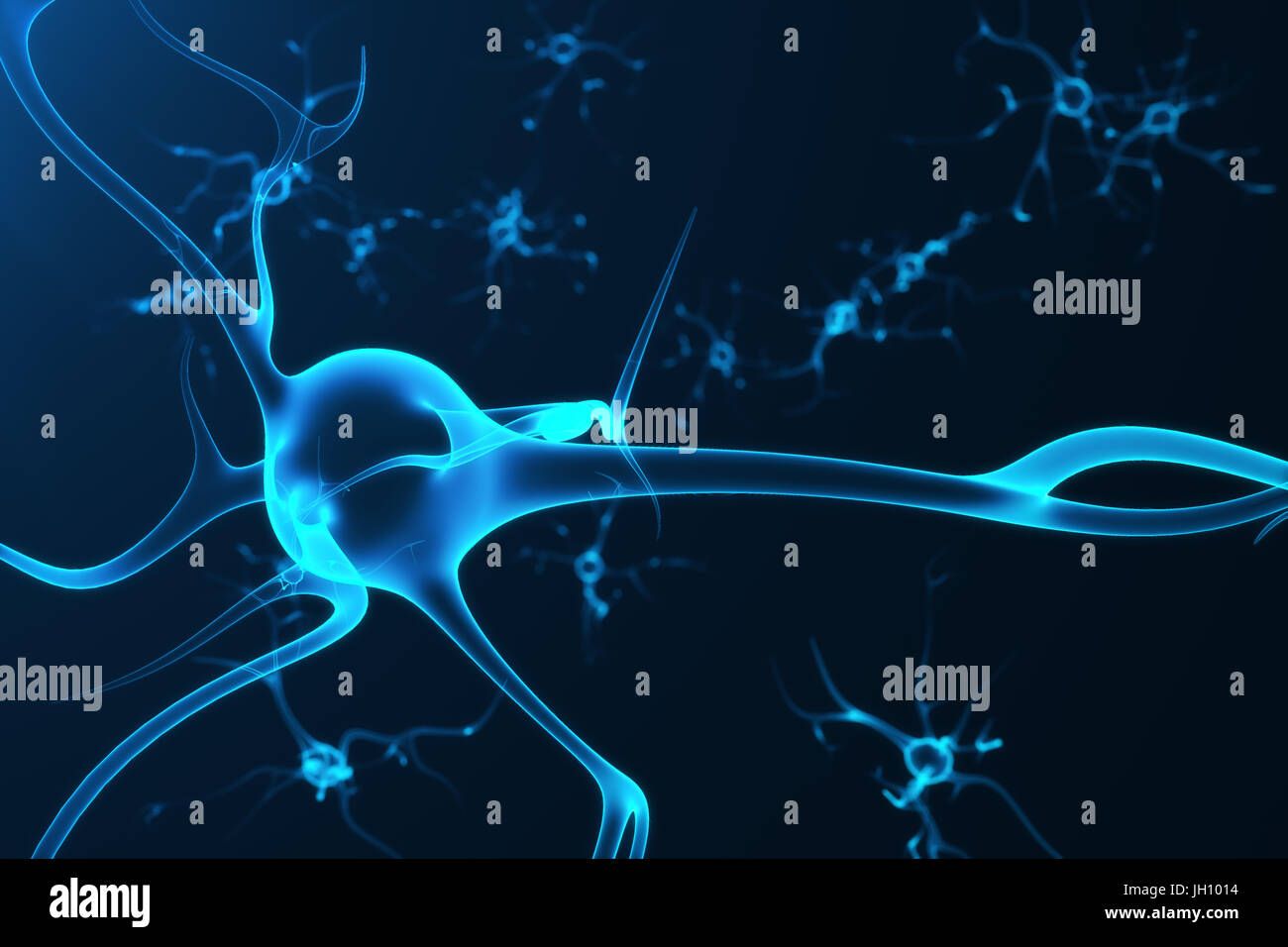 Conceptual illustration of neuron cells with glowing link knots ...