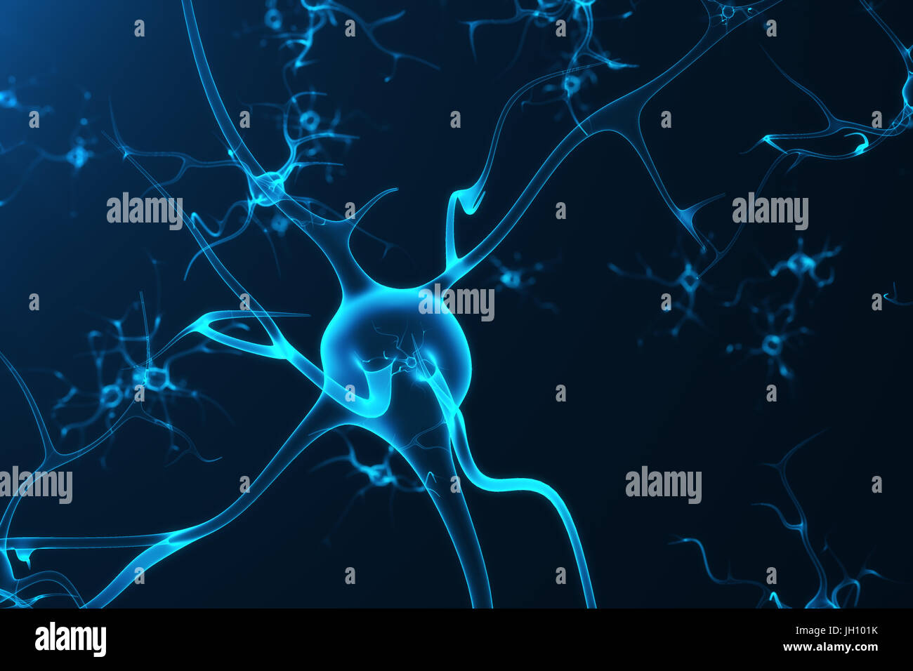 Conceptual illustration of neuron cells with glowing link knots ...
