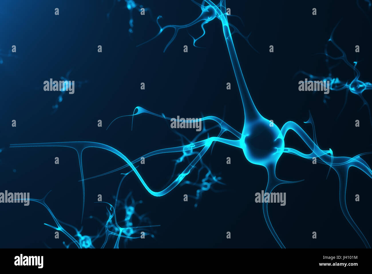 Conceptual illustration of neuron cells with glowing link knots ...