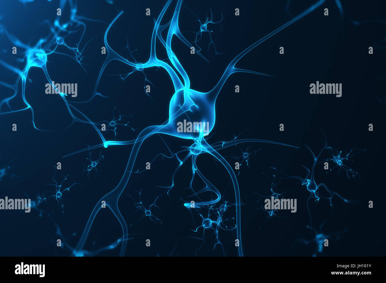 Conceptual illustration of neuron cells with glowing link knots ...