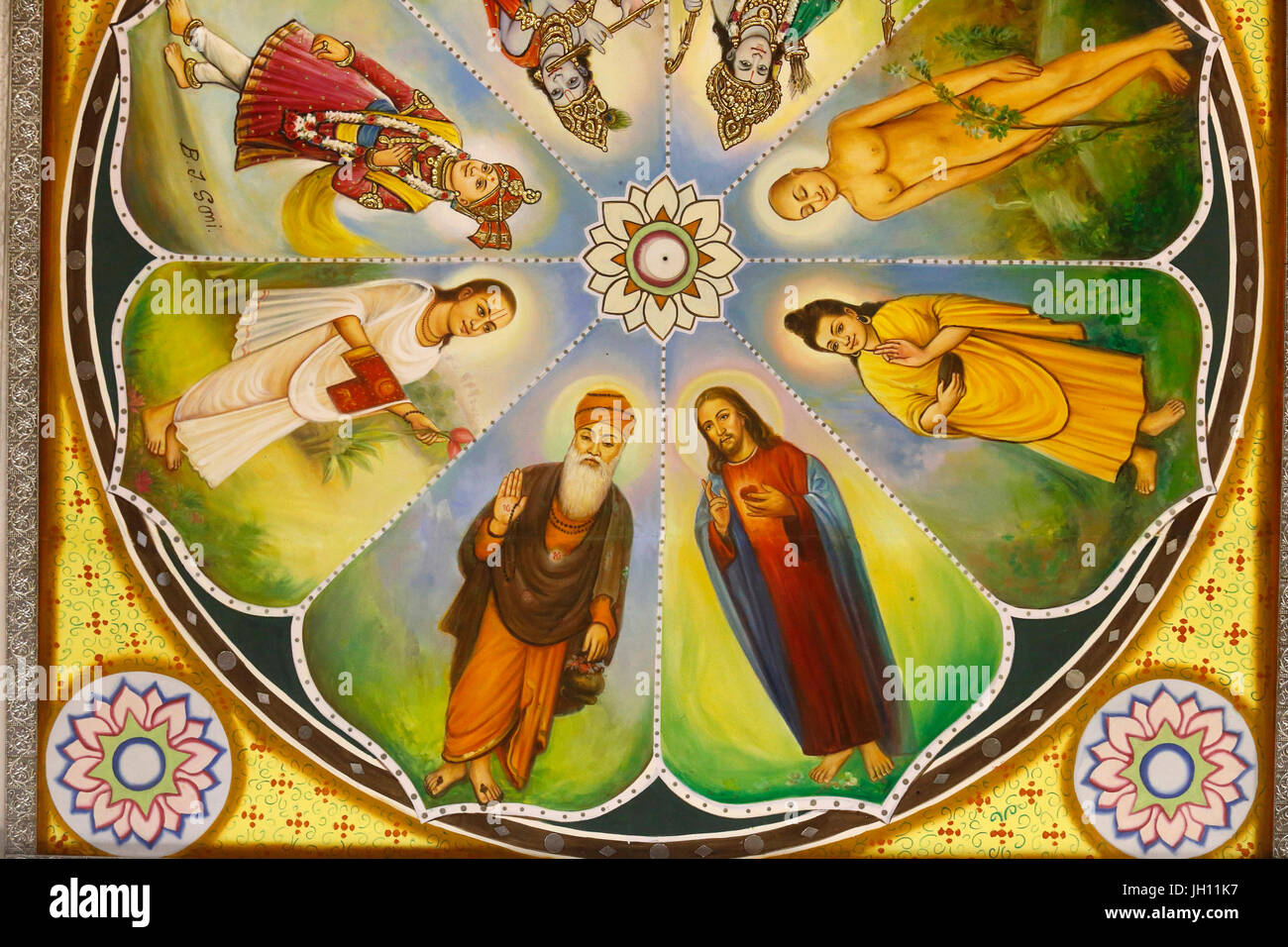 Jalaram Prathna hindu temple, Leicester. Ceiling art work. Gods ...