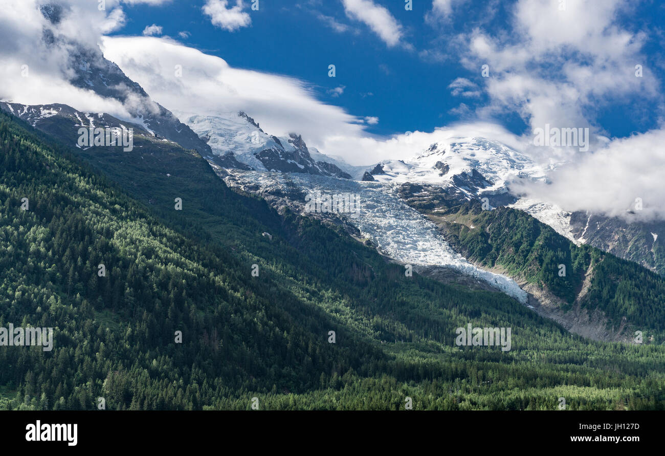 View from Chamonix on the Mont Blanc massif. French Alps Stock Photo ...