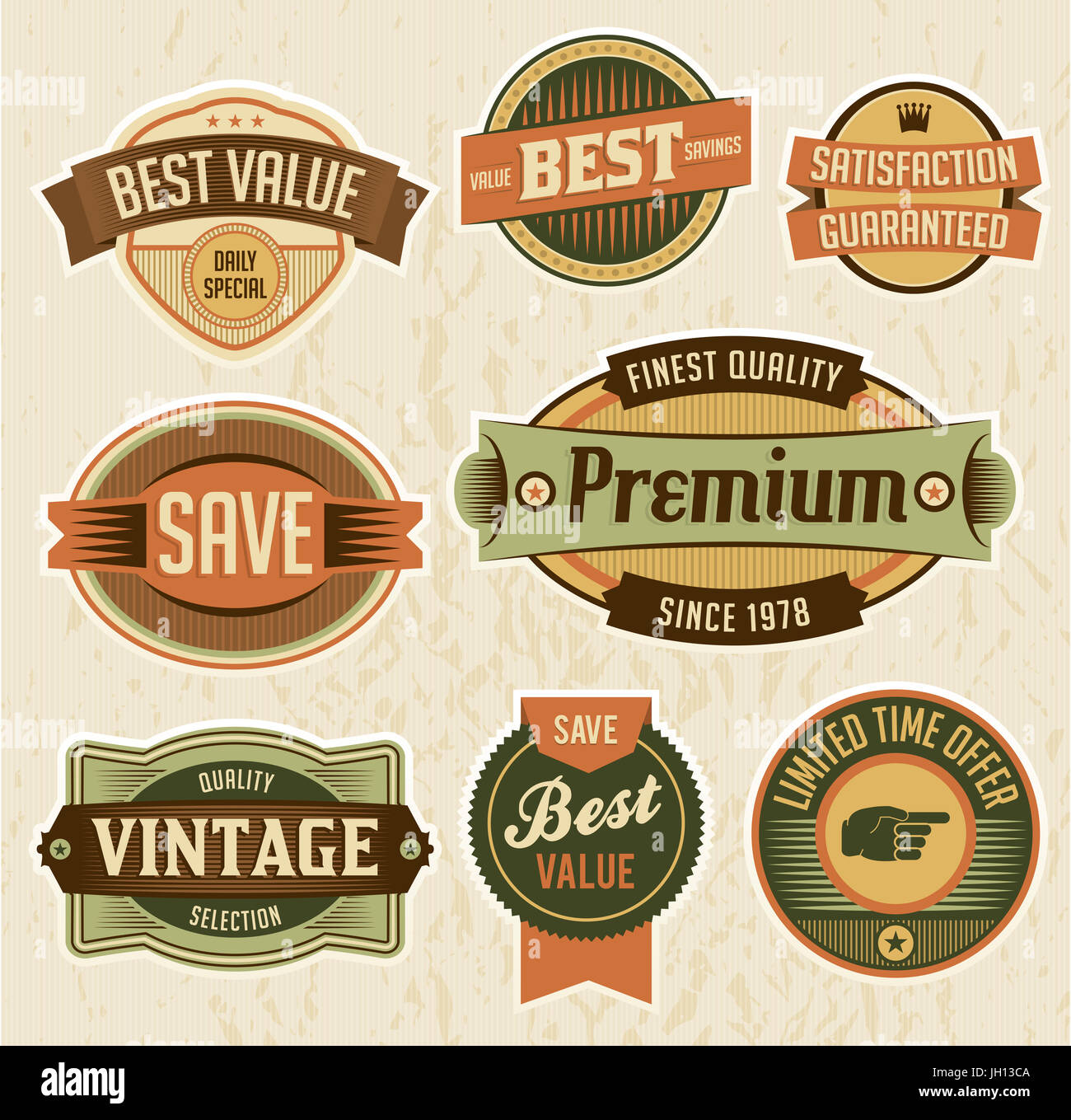 A set of retro retail labels and badges Stock Photo - Alamy
