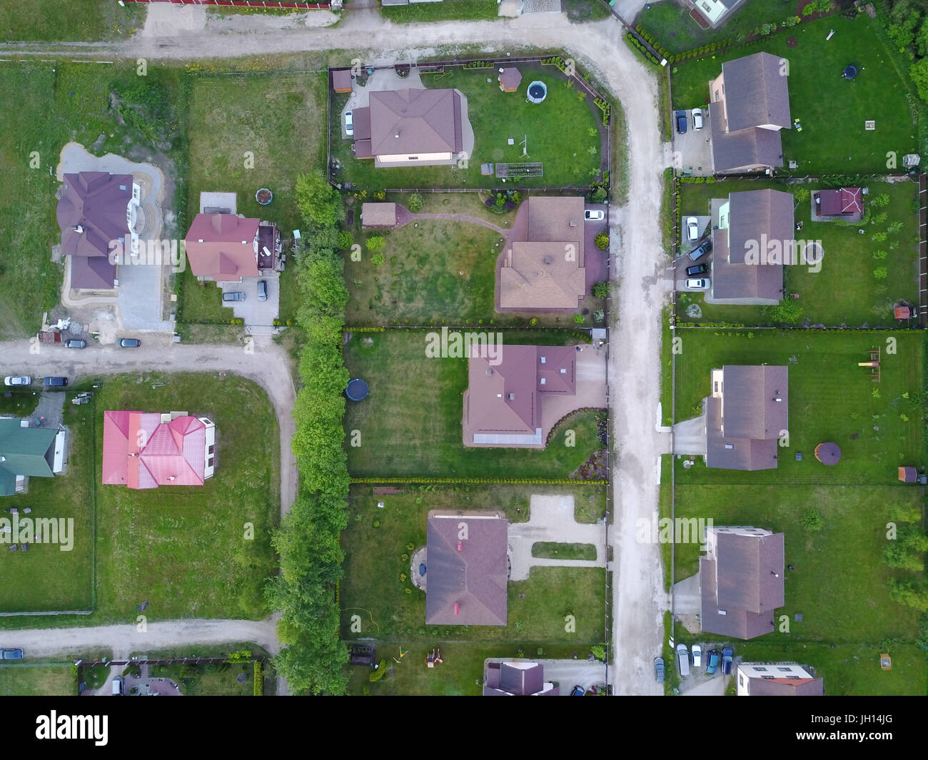 evening dusk sunset Aerial view of countryside, drone top view Stock ...