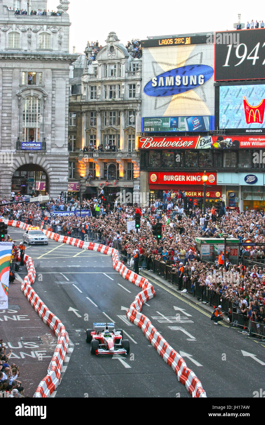 F1 demonstration around Piccadilly Circus London, 2004 Stock Photo - Alamy