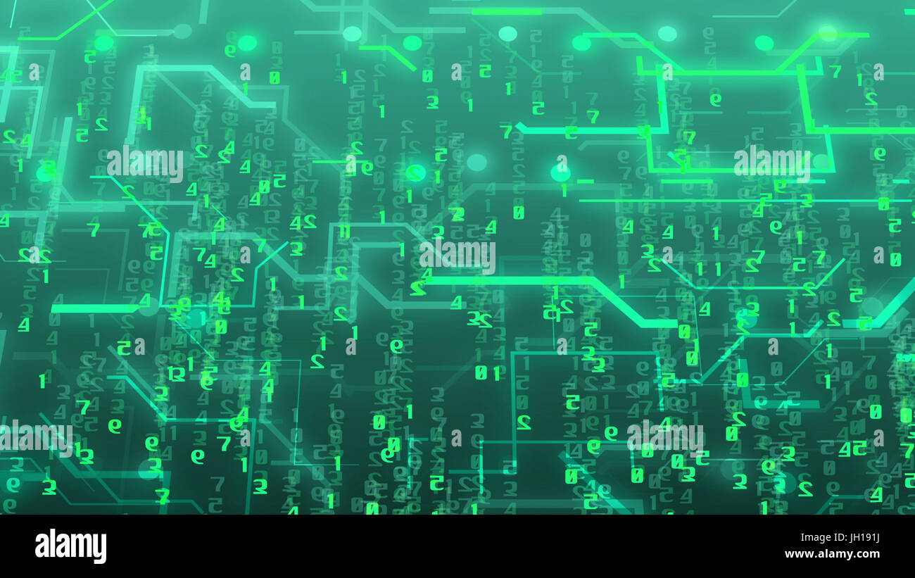 Abstract technology concept with numbers and circuit board imitation on ...