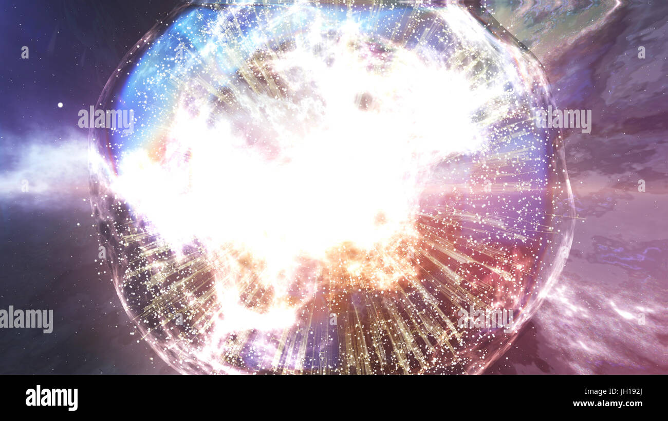 Abstract galaxy Big Bang creation. Abstract planet explosion on a ...