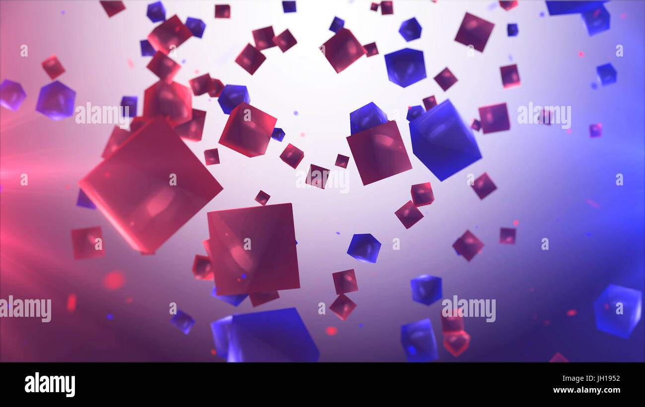 3d illustration of Abstract background with red and blue cubes in the ...
