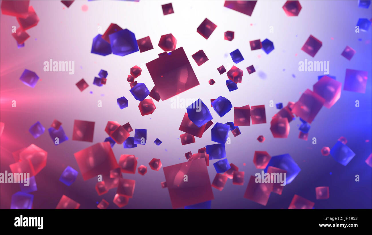 Red and blue cubes in the air. 3d illustration Stock Photo - Alamy