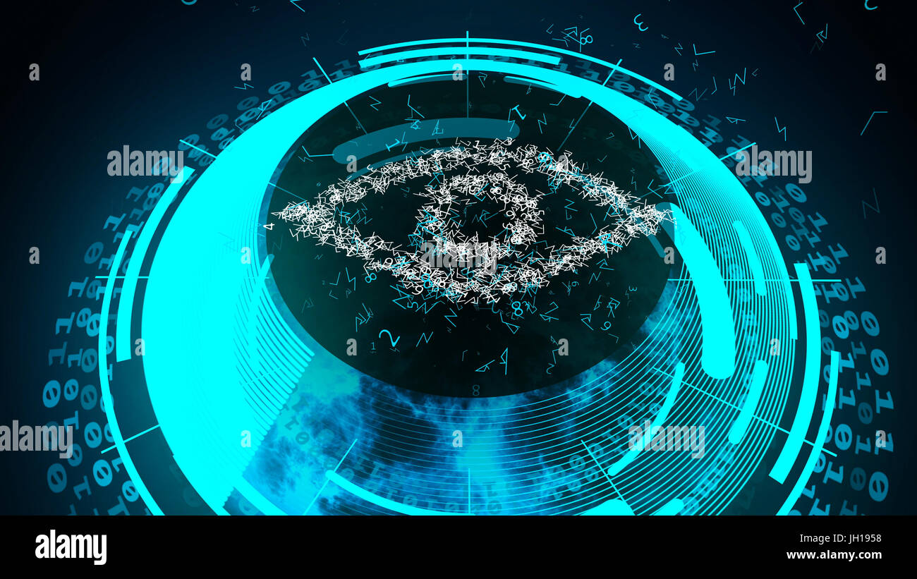 3d illustration of Abstract cyber digital eye. Internet technology ...