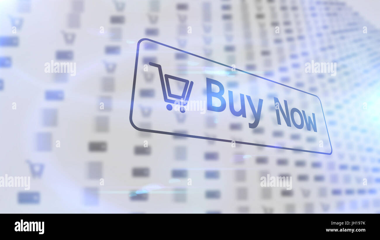 Electronic commerce concept. Buy Now button in perspective view. 3d ...