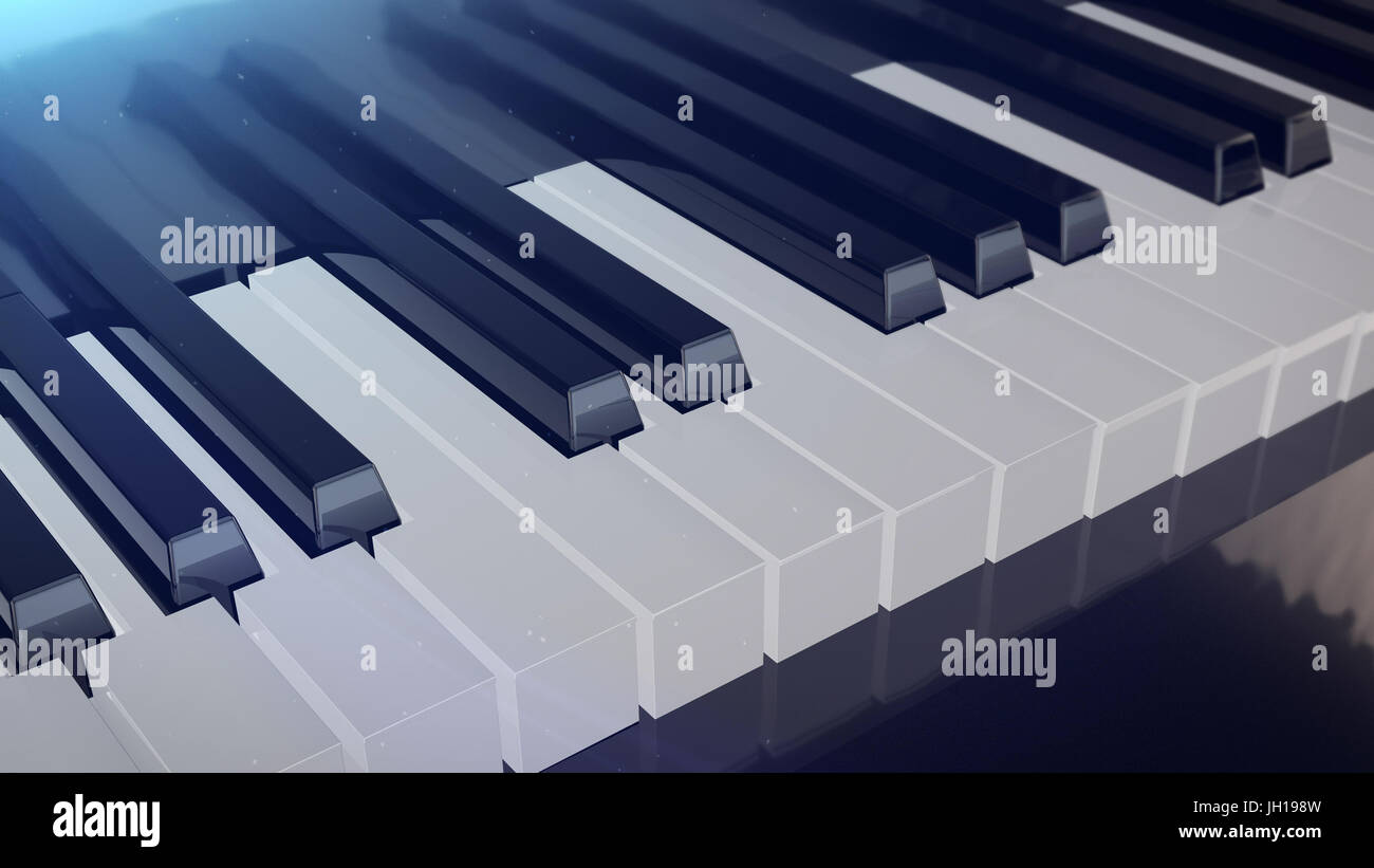 3d rendering of Beautiful Grand Piano Keys with mirror reflections ...