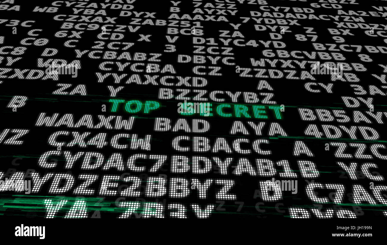 3d illustration og Green -Top Secret- between searching of abstract ...