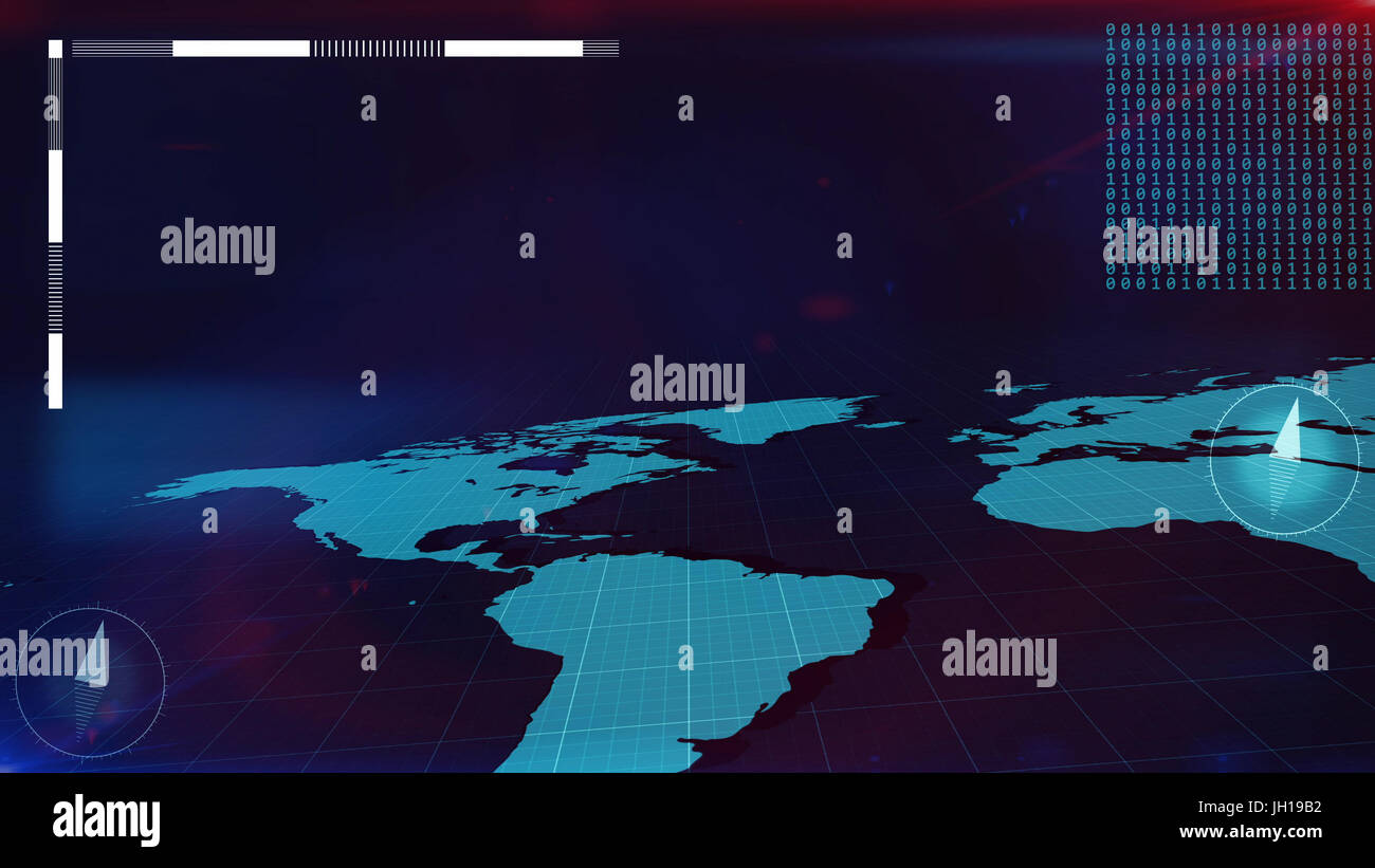 3d illustration of World Map in perspective view with a dark blue ...