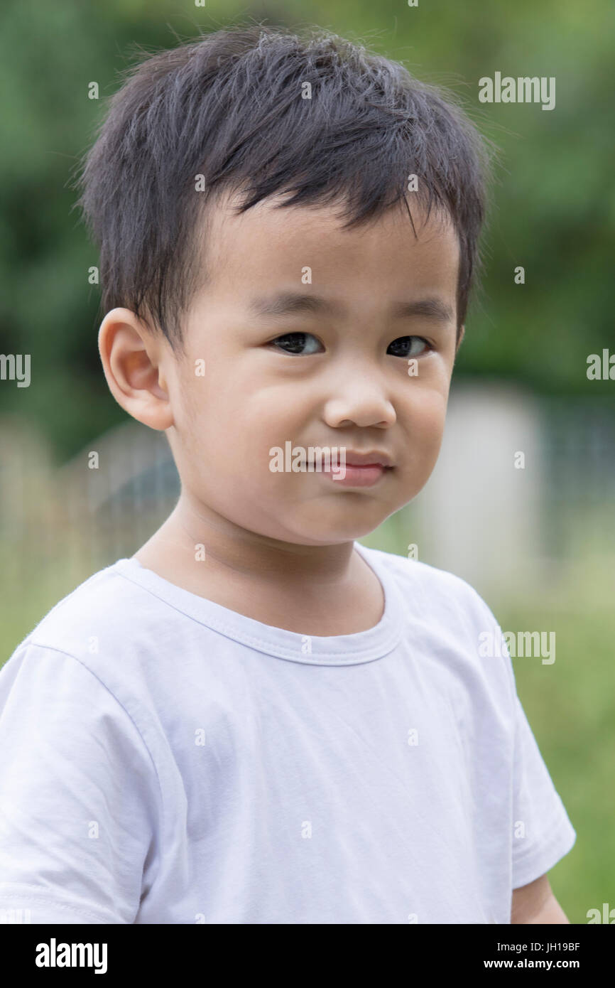 portrait head shop of asian children smiling face standing outdoor ...