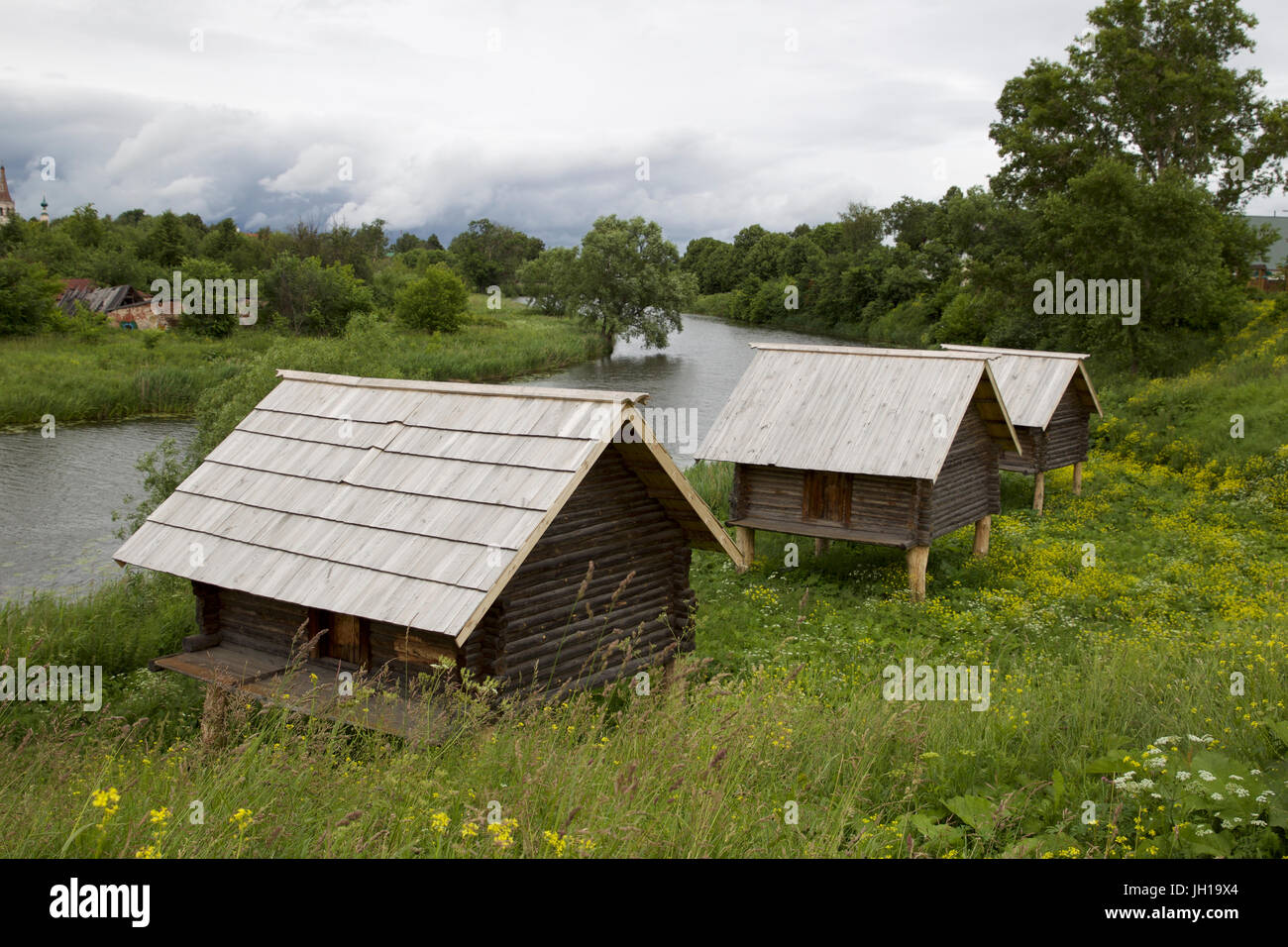 Old Russian wooden houses and structures, Russia Stock Photo - Alamy