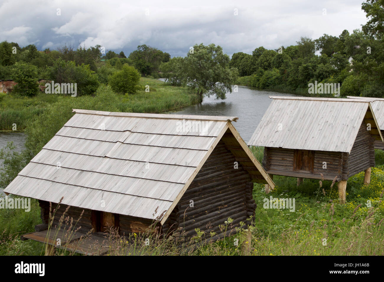 Old Russian wooden houses and structures, Russia Stock Photo - Alamy