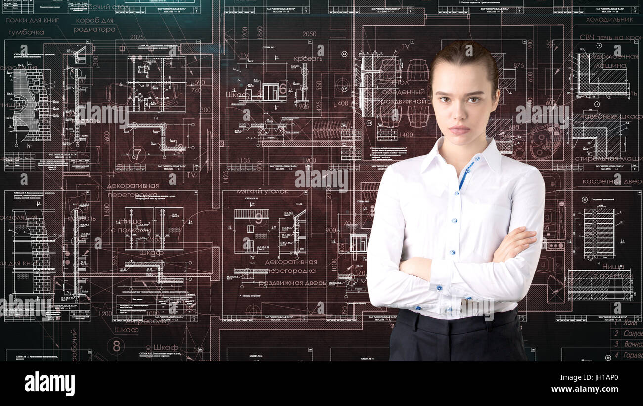 Businesswoman Architect Engineer Construction Design and Business ...
