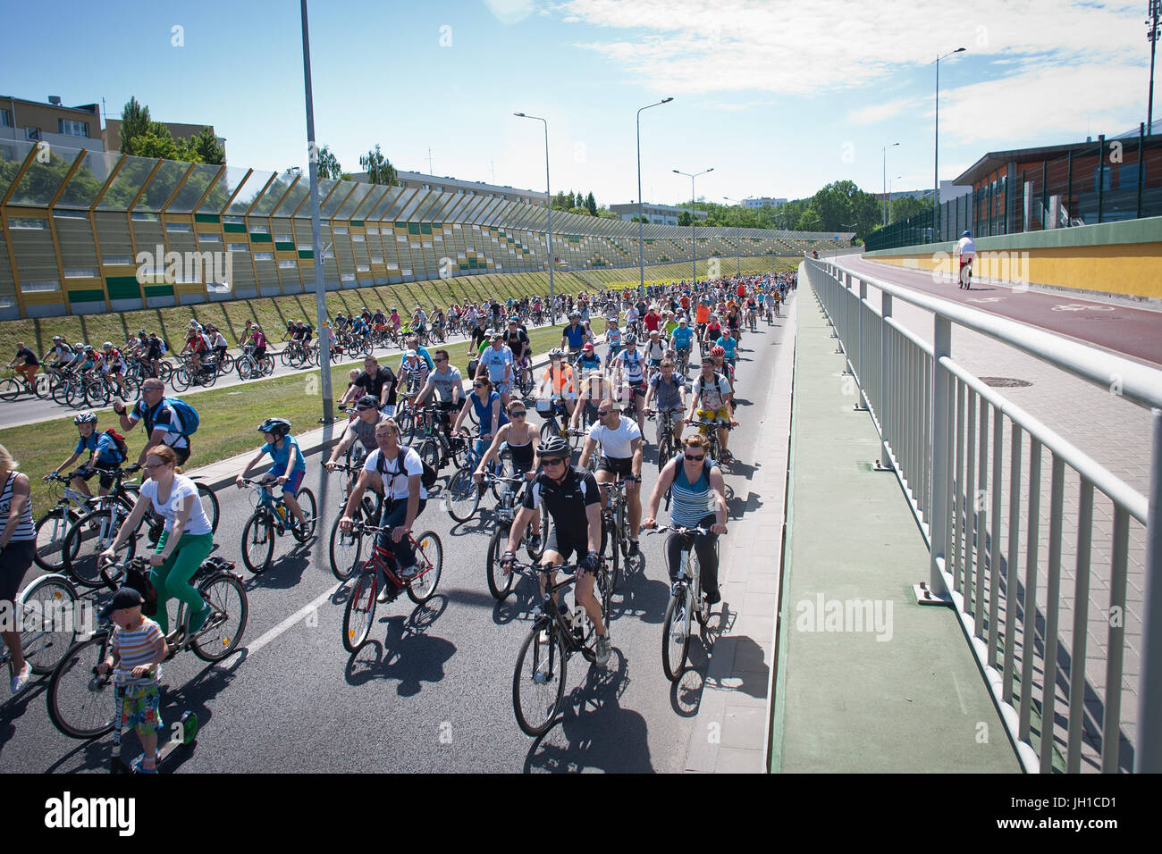 A lot of bike riders in Gdansk, Poland Stock Photo - Alamy