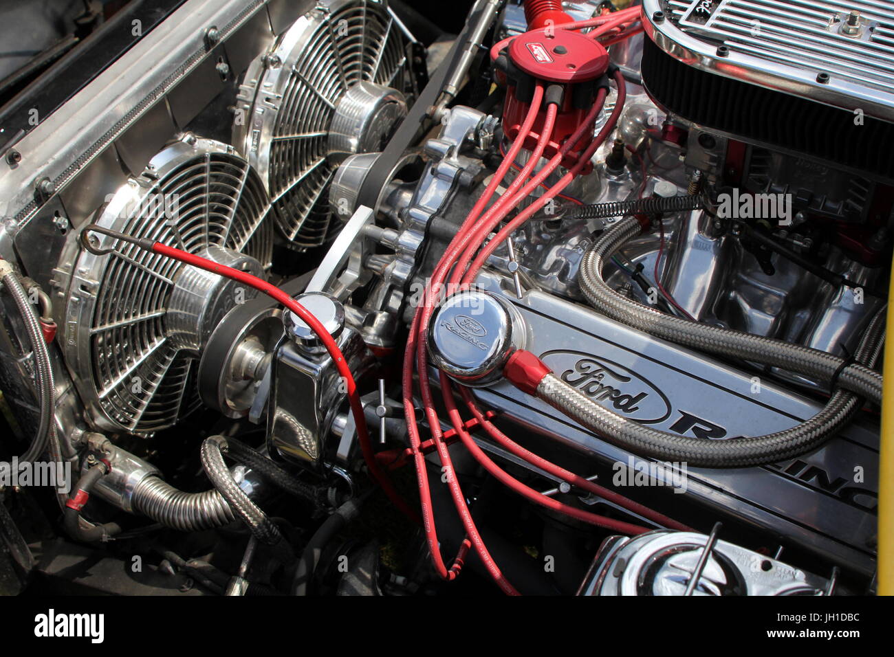 Custom Ford Racing engine fitted to a hotrod car Stock Photo - Alamy