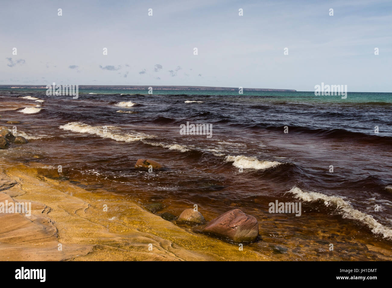 Intersection of Mosquito River and Lake Superior at Pictured Rocks ...