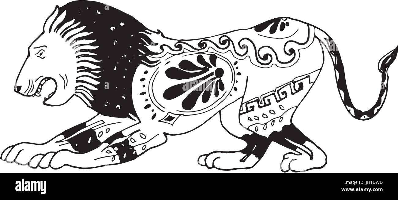 Greek old retro lion ornamental decorative icon vector illustration ...