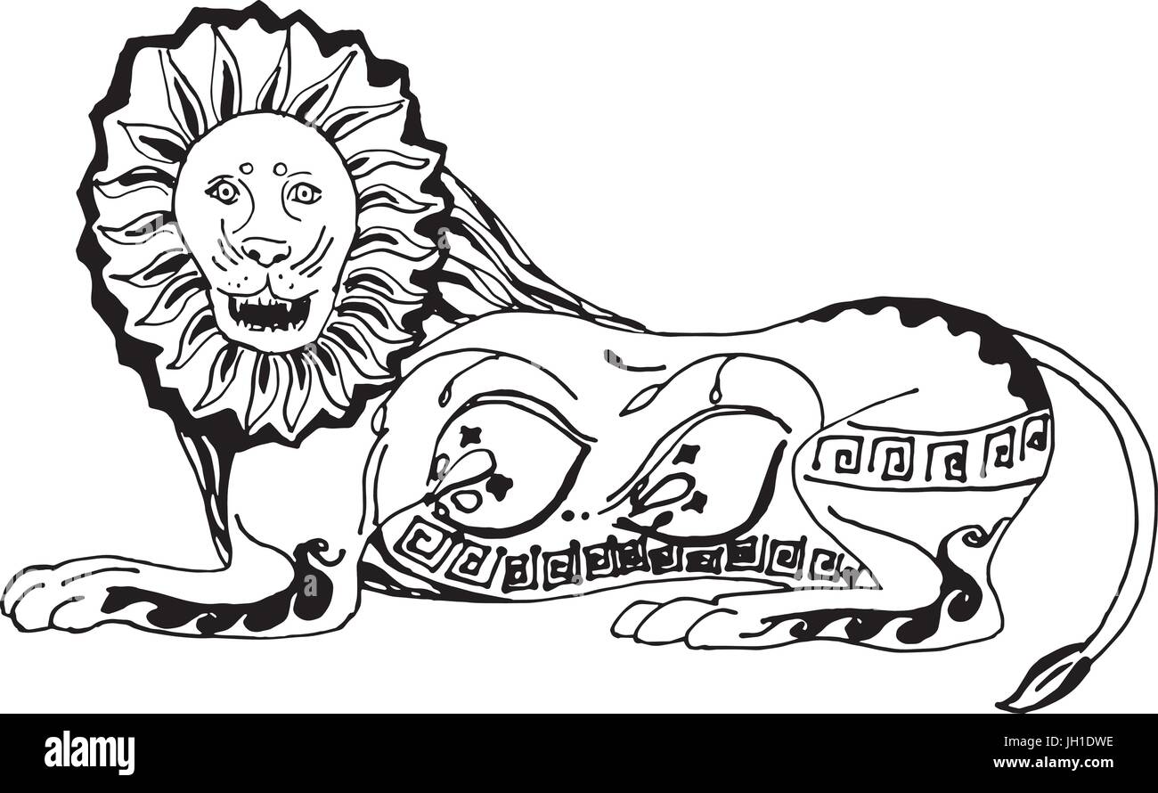 Lion greek ornamental decorative icon vector illustration isolated on ...