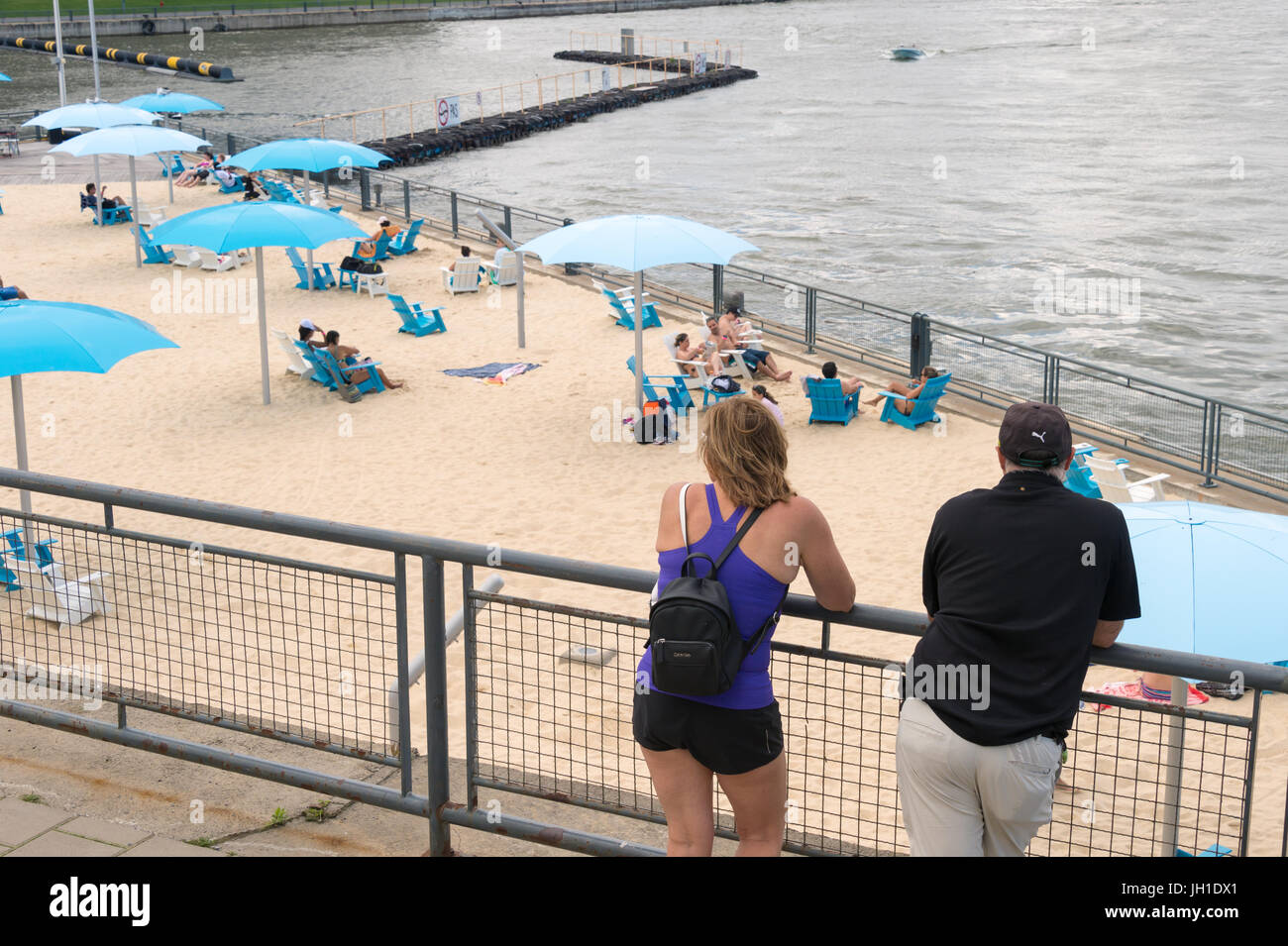 Montreal, CA - 9 July 2017: Clock Tower Beach in the Old Port of ...