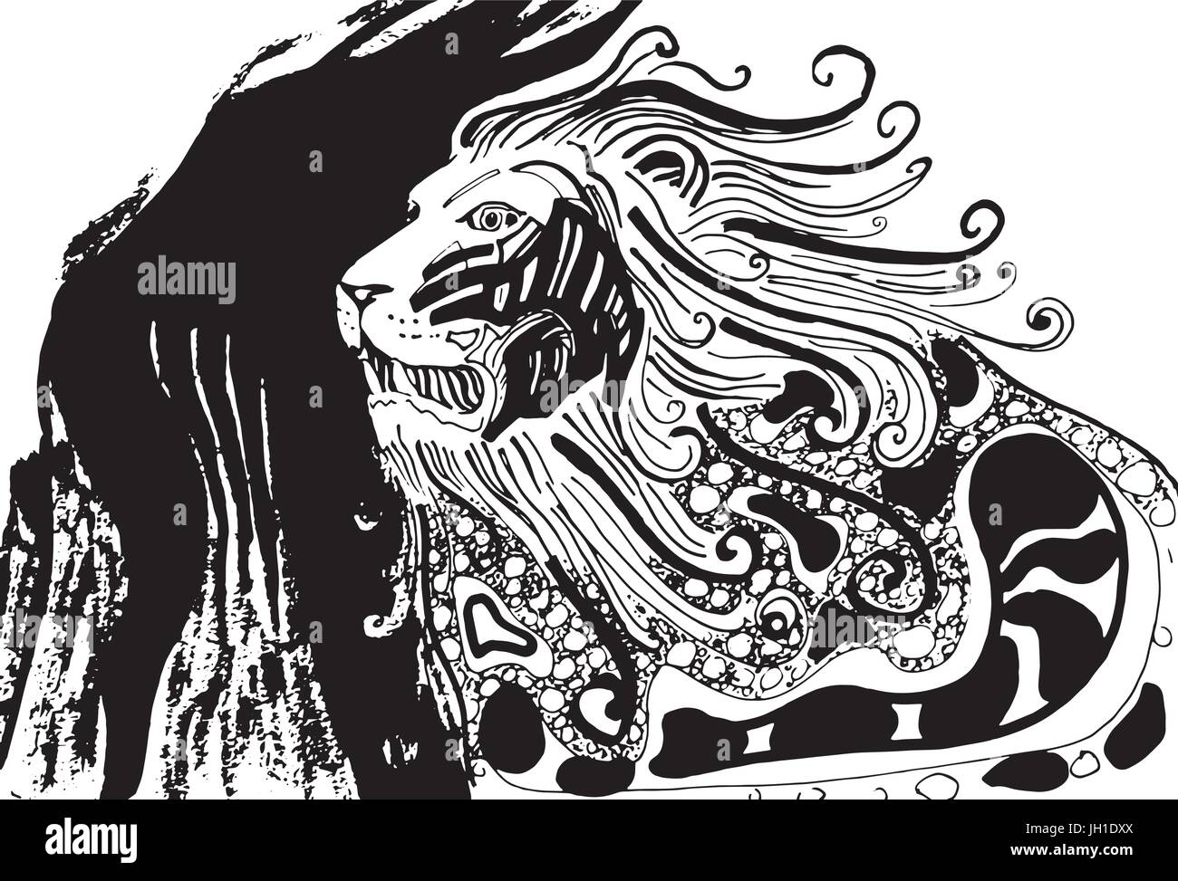 Aztec lion. Decorative lion. Old lion Vector illustration isolated on a ...