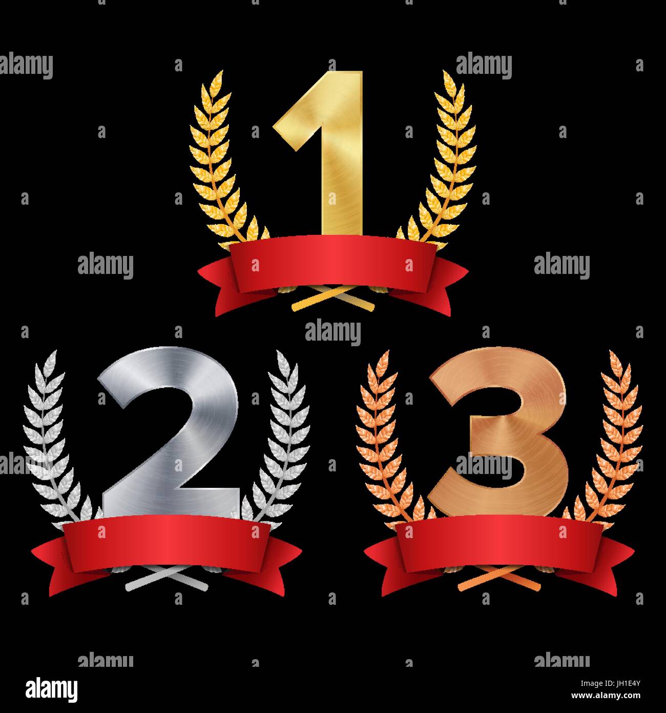 Trophy Award Set Vector. Figures 1, 2, 3 One, Two, Three In A Realistic ...
