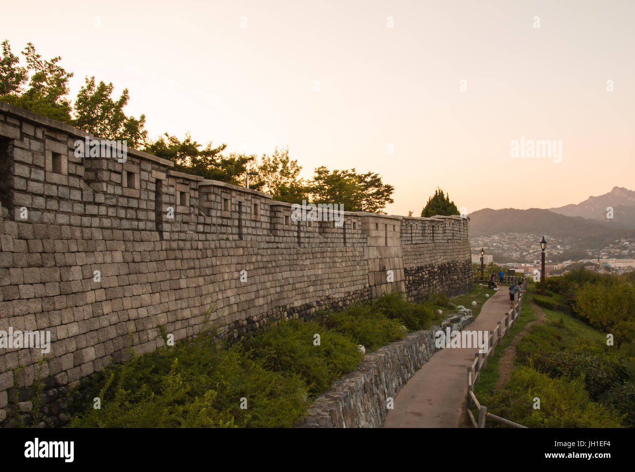 Hanyangdoseong, a fortress wall in Seoul city in Korea. It was the ...