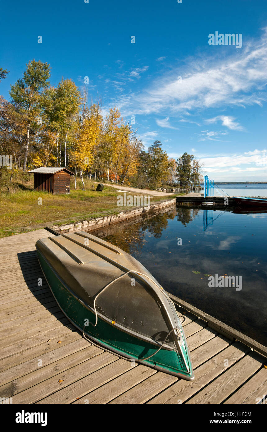 Overturned boat at West Hawk Lake, Whiteshell Provincial Park, Manitoba ...